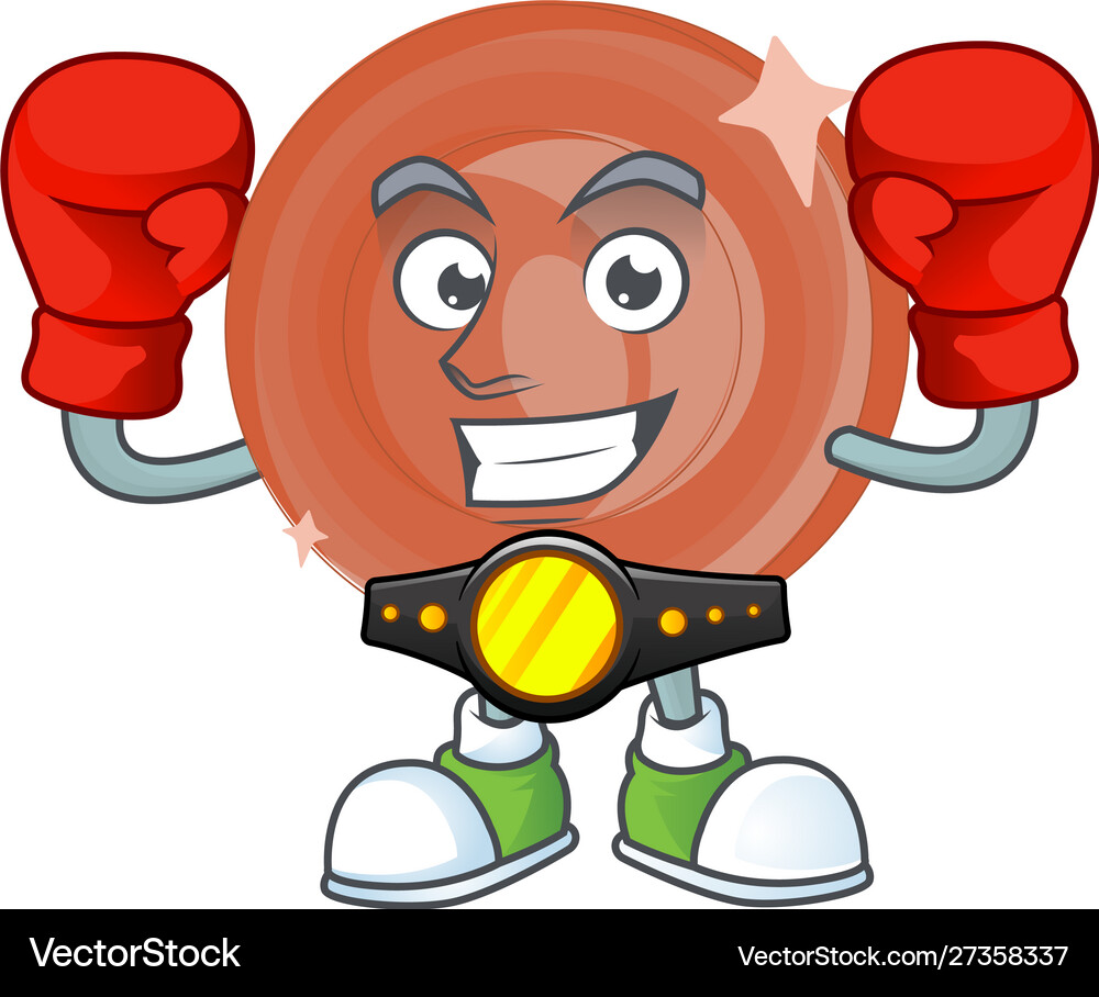 Boxing bronze coin cartoon character Royalty Free Vector