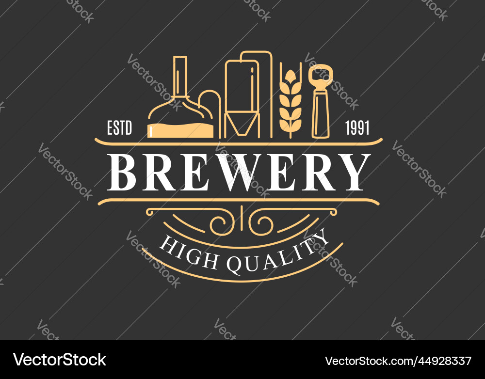 Brewery label with craft beer emblem for brewing Vector Image