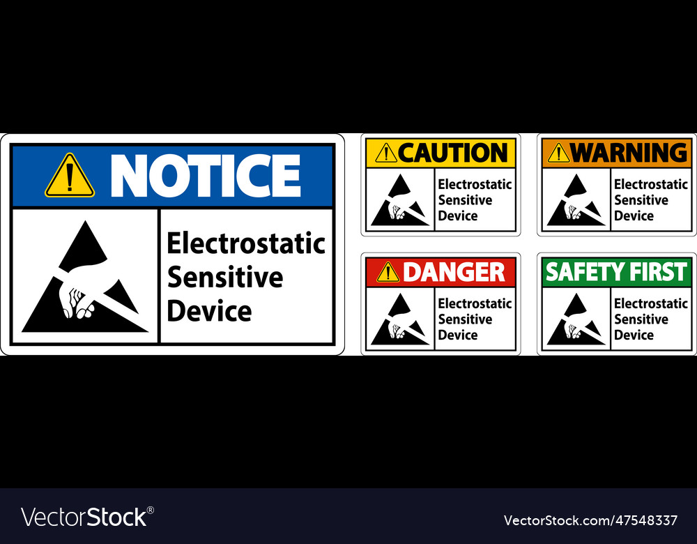 Caution electrostatic sensitive device sign Vector Image