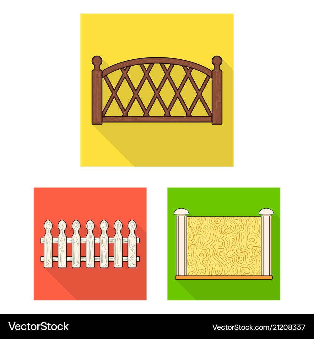 Different fence flat icons in set collection Vector Image