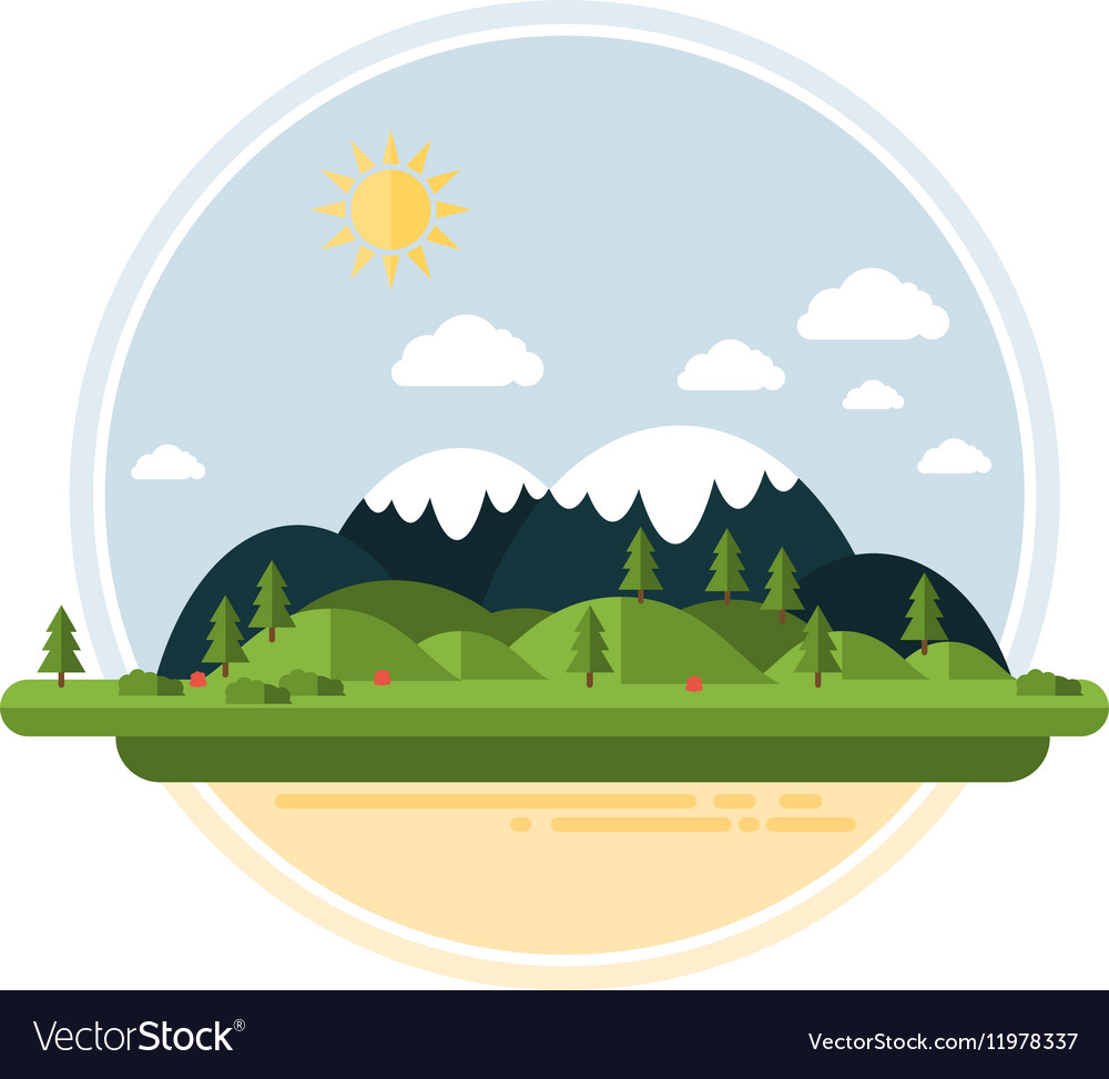 Flat Landscape Royalty Free Vector Image - VectorStock