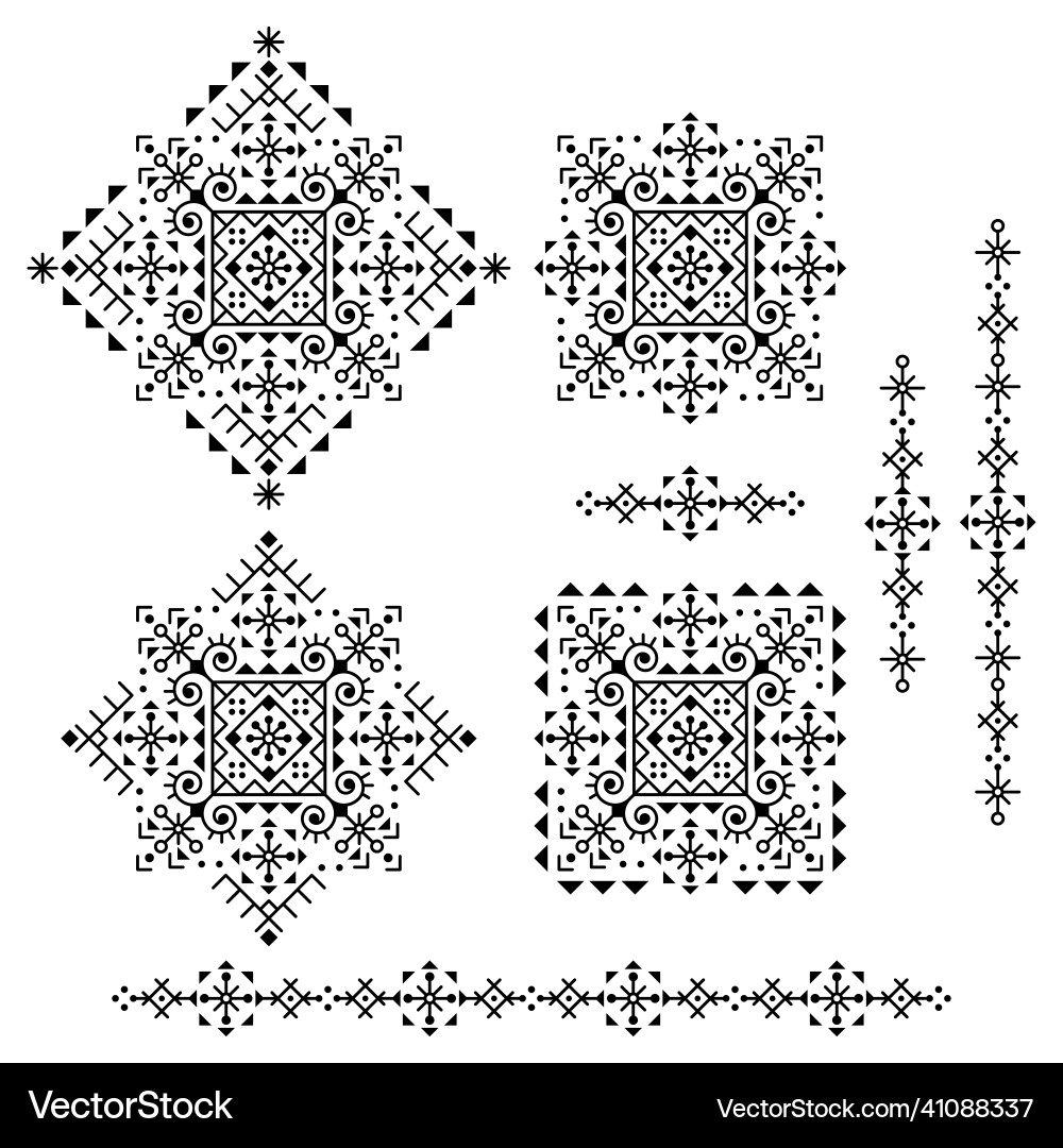 Geometric tribal line art design set Royalty Free Vector