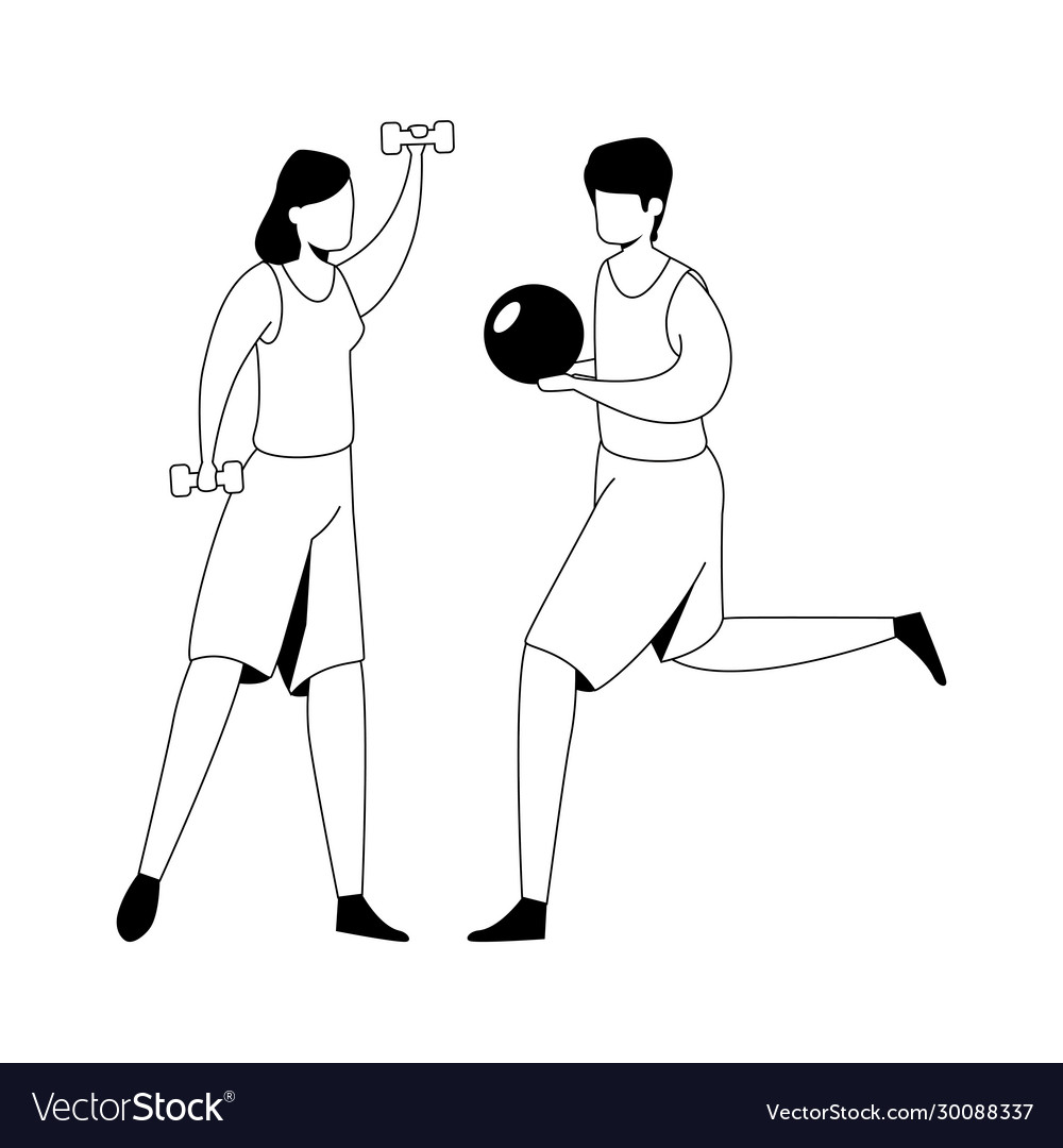 Group couple practicing exercise Royalty Free Vector Image