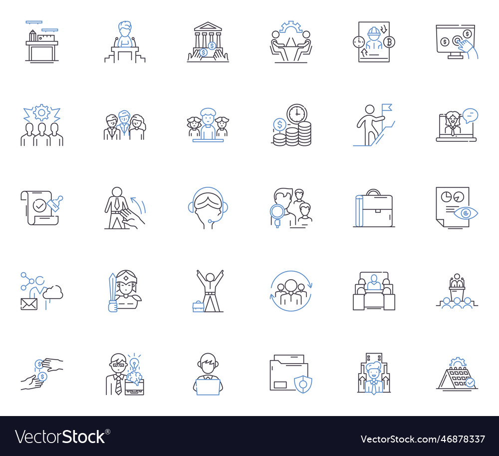 Job progress line icons collection advancement Vector Image Job progress line icons collection advancement Vector Image