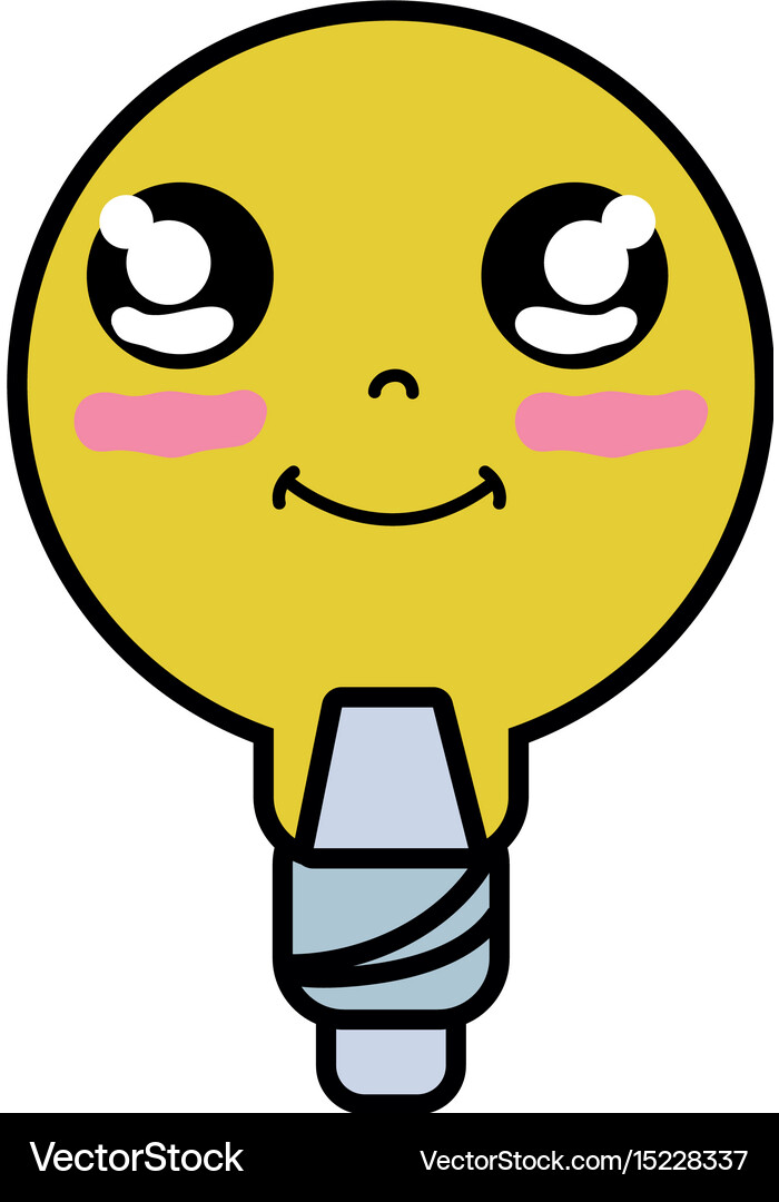 Kawaii cute happy bulb energy Royalty Free Vector Image