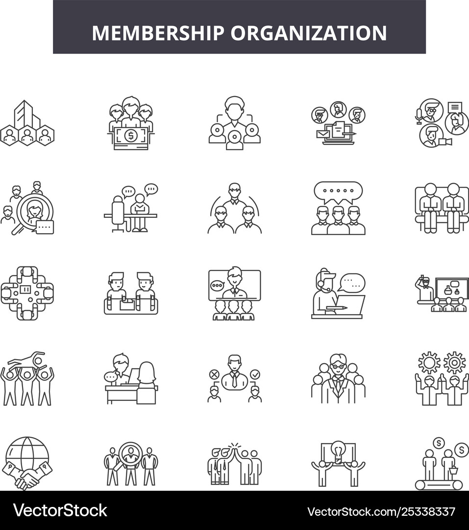 Membership organization line icons signs Vector Image