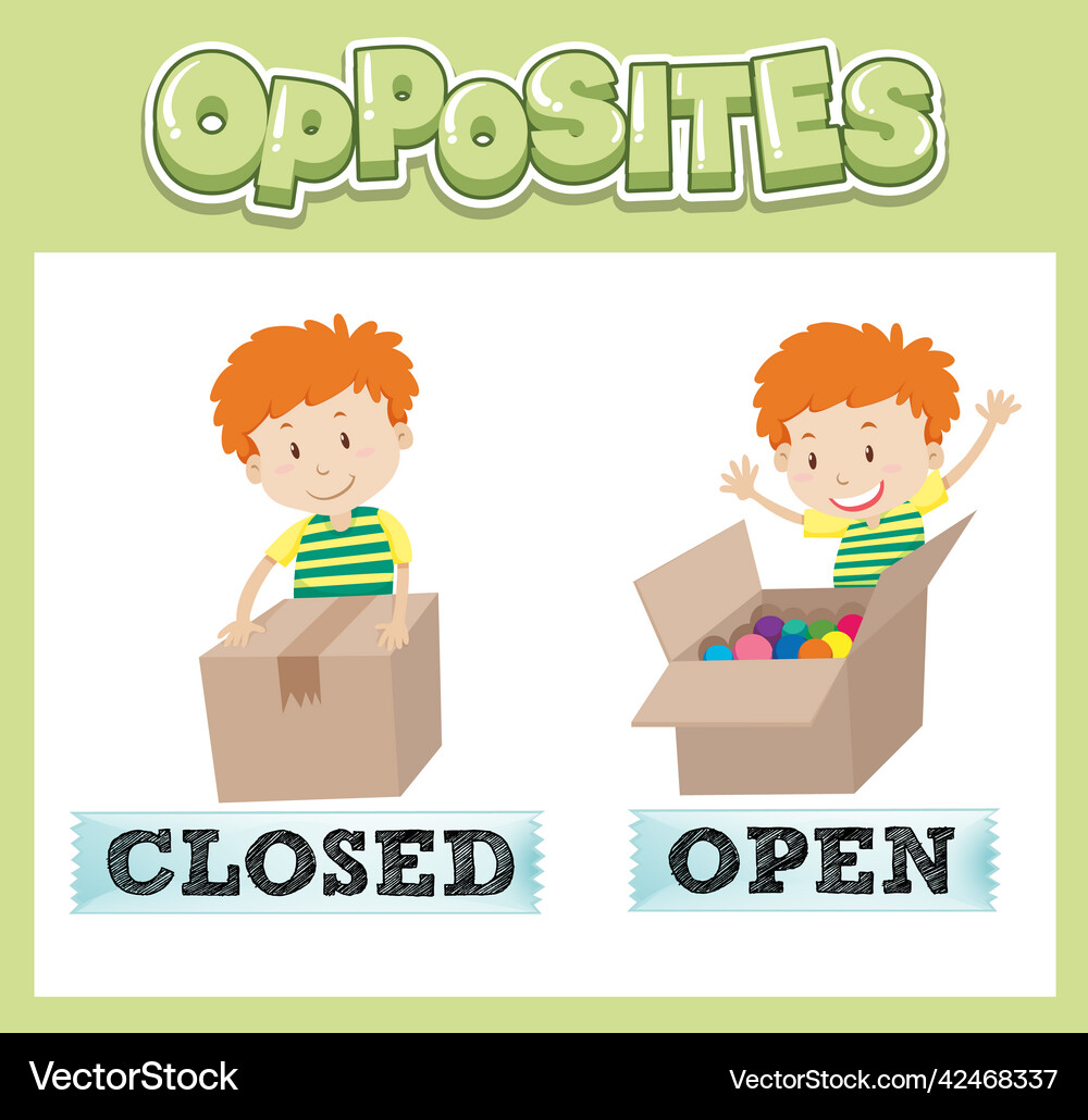 Opposite english words for kids Royalty Free Vector Image