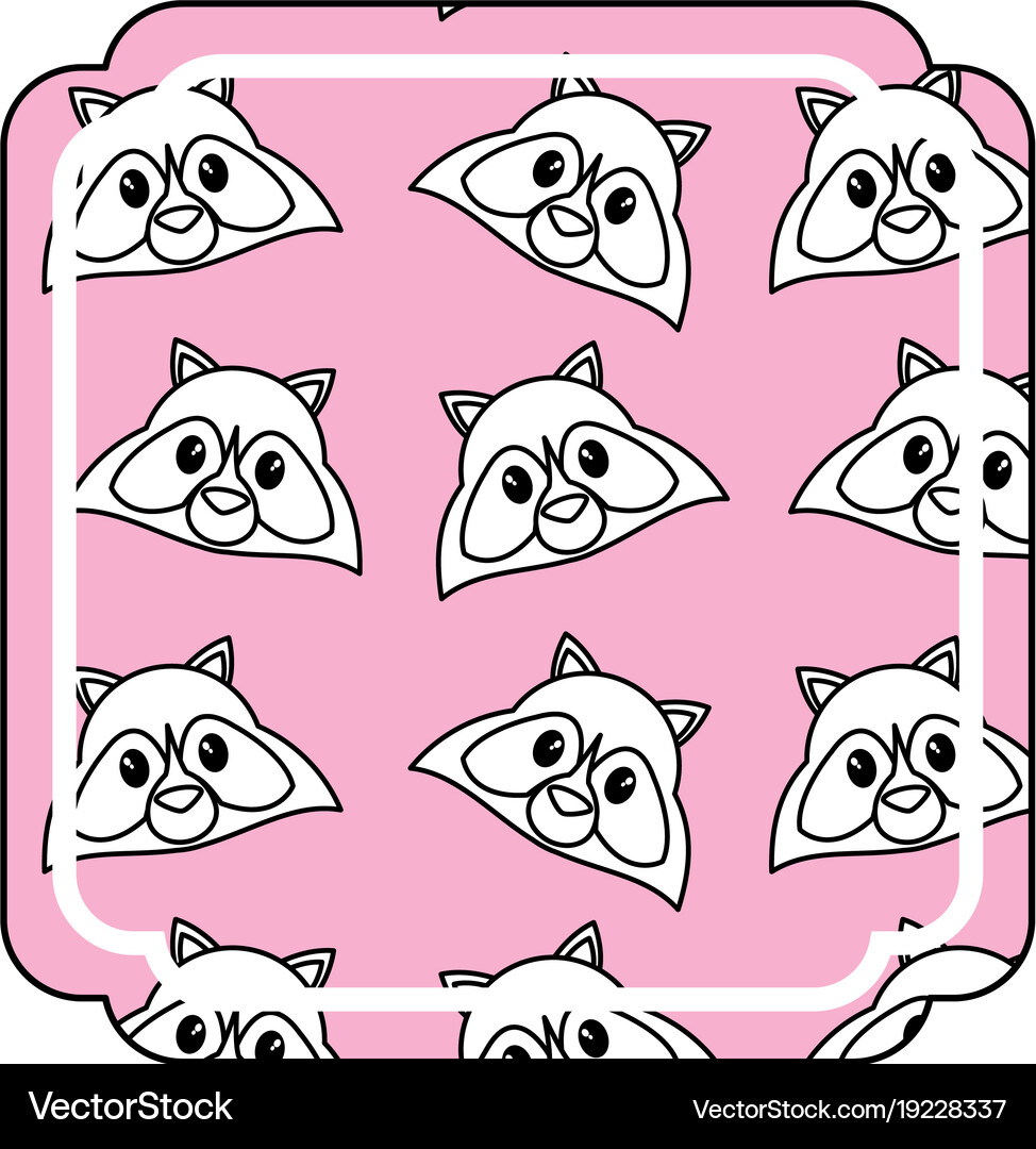 Raccoon cartoon frame Royalty Free Vector Image