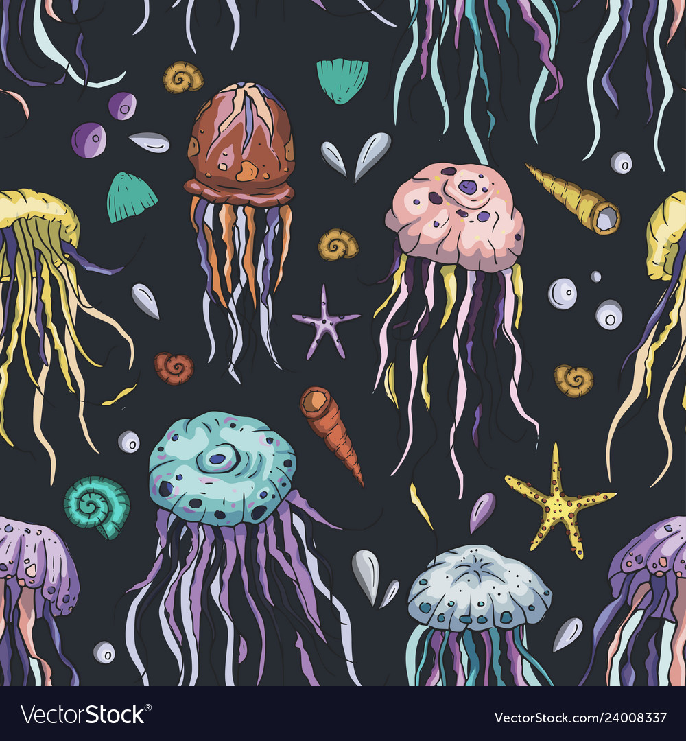 Sea seamless pattern Royalty Free Vector Image