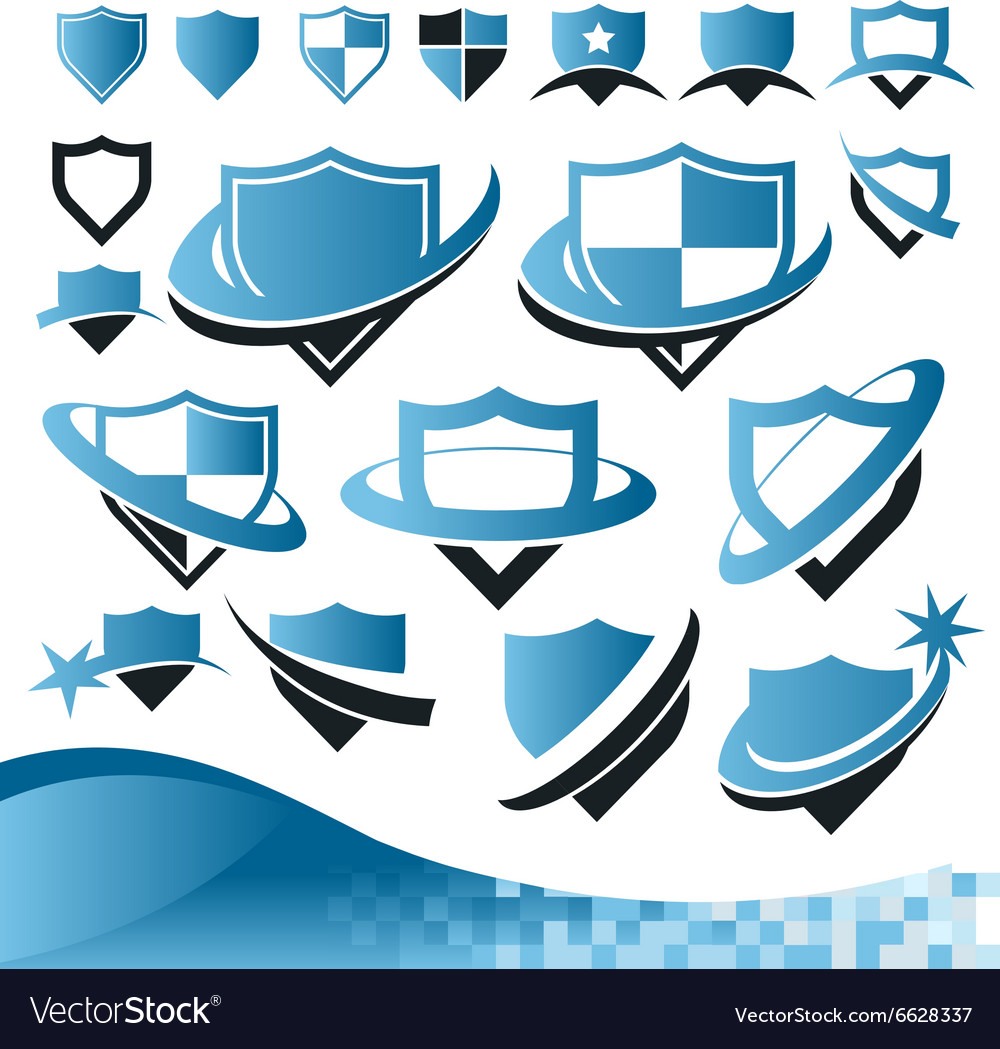 Shield security collection Royalty Free Vector Image