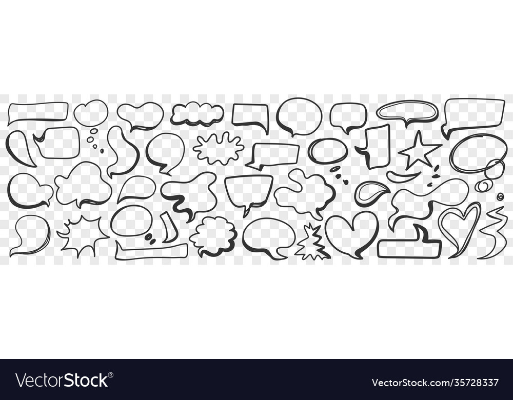 Various shapes chat bubble doodle set Royalty Free Vector