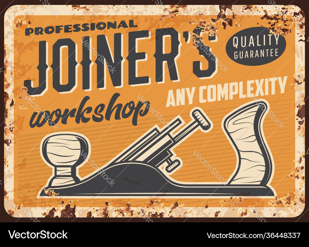 Woodwork joiner or carpenter workshop metal plate Vector Image