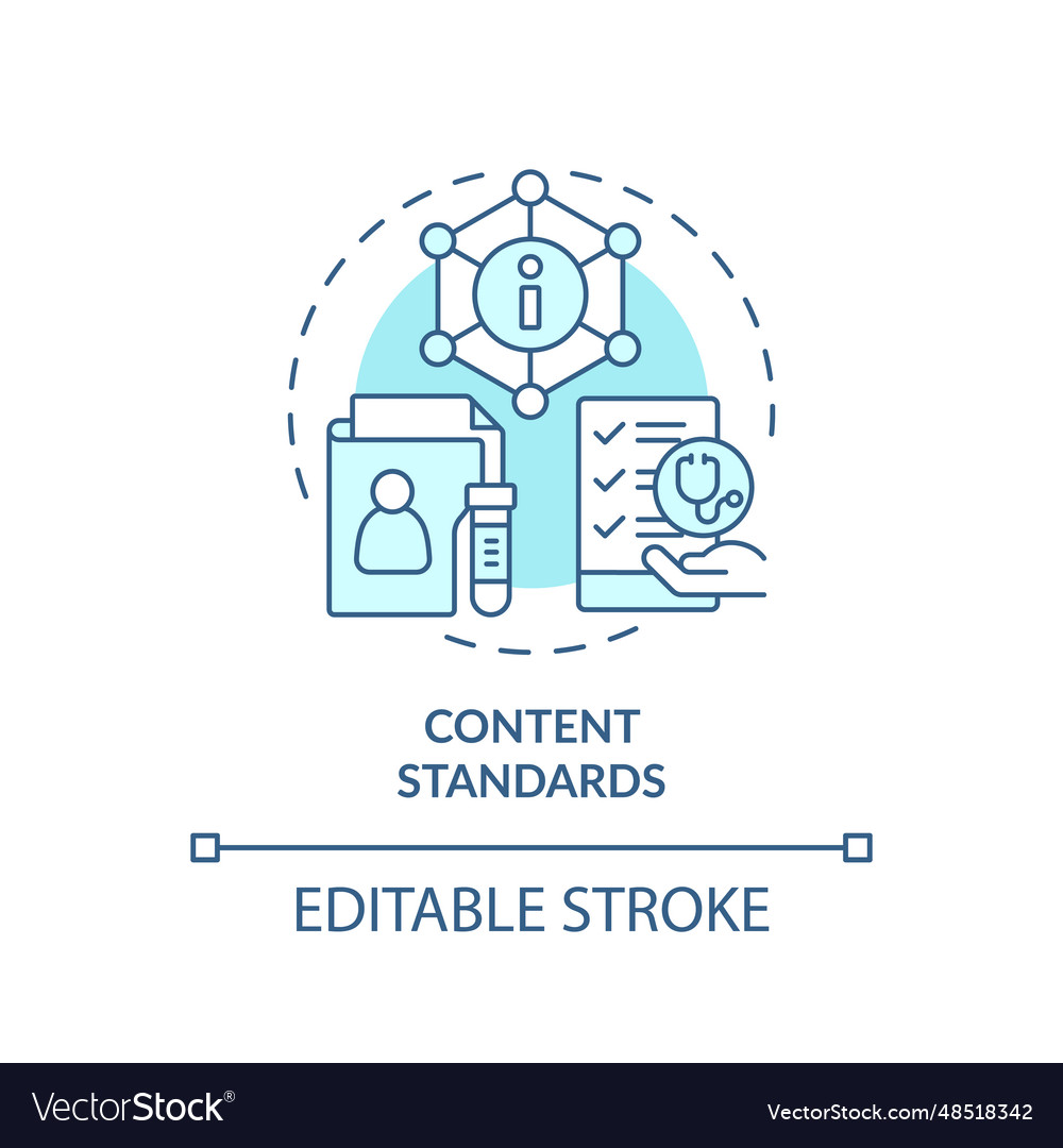 2d thin line blue icon content standards concept Vector Image