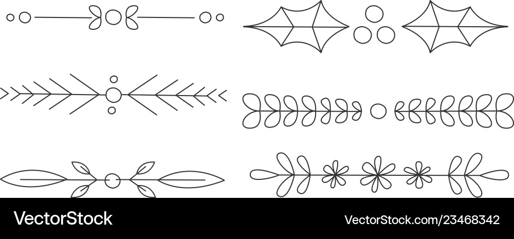 Collection of hand drawn line borders retro Vector Image