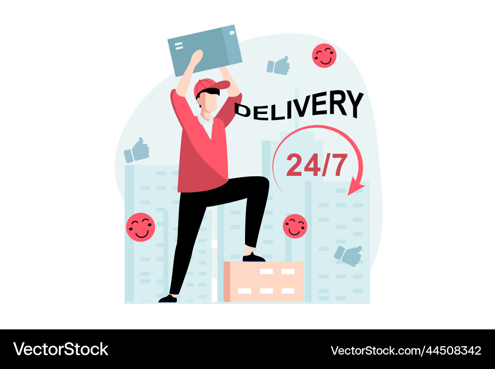 Delivery service concept with people scene in flat