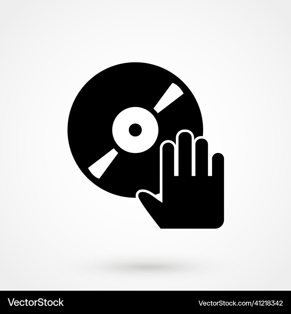 Disc with dj hand sketch icon isolated Royalty Free Vector