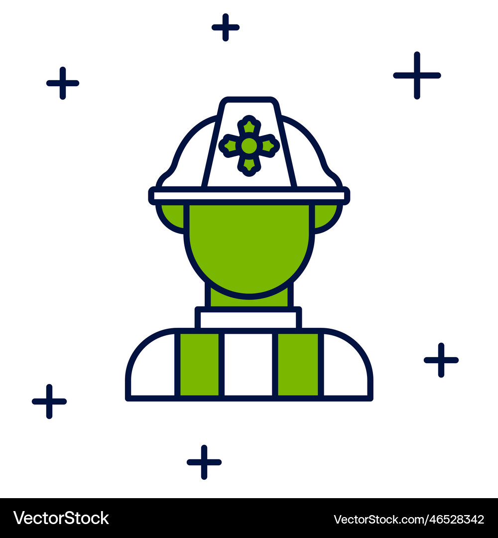 Filled outline firefighter icon isolated on white Vector Image