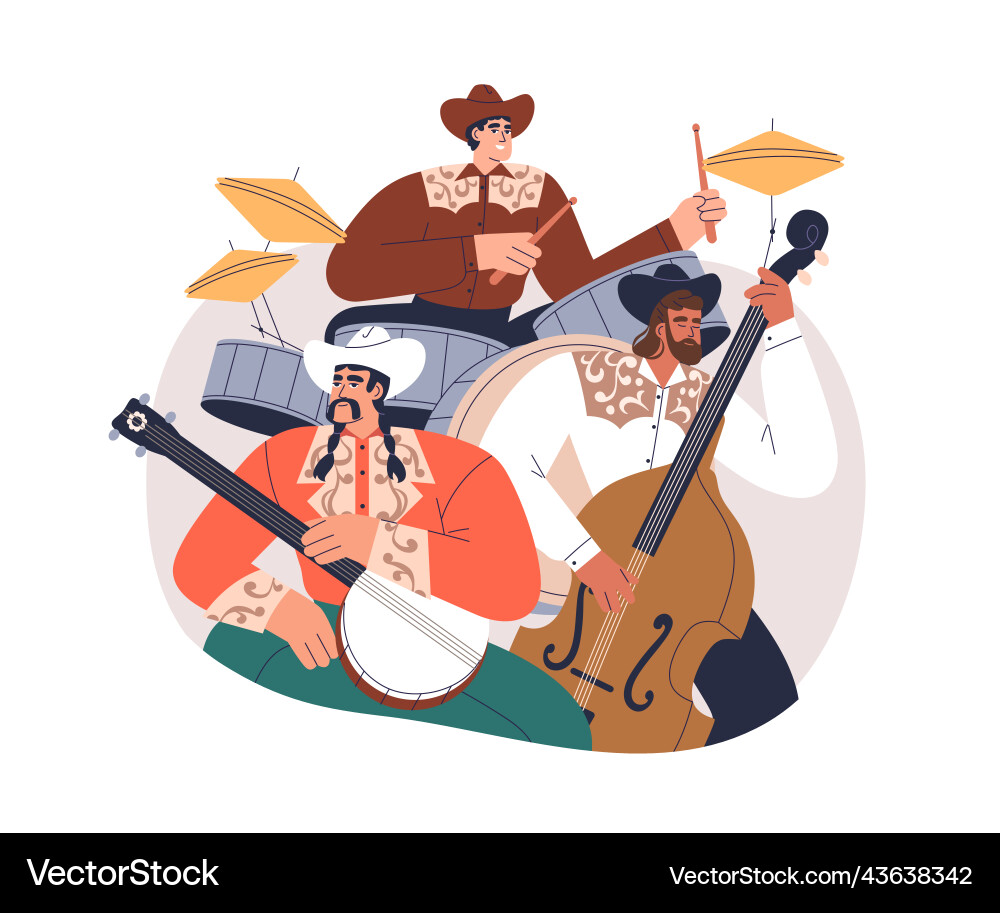 Folk latin music band playing instruments Vector Image