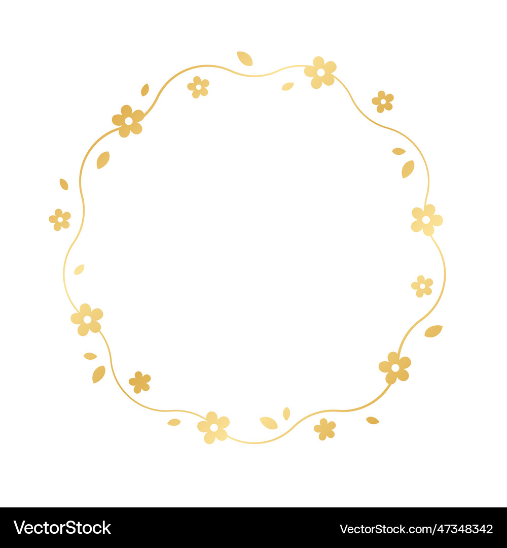 Gold round floral frame botanical circle border Vector Image