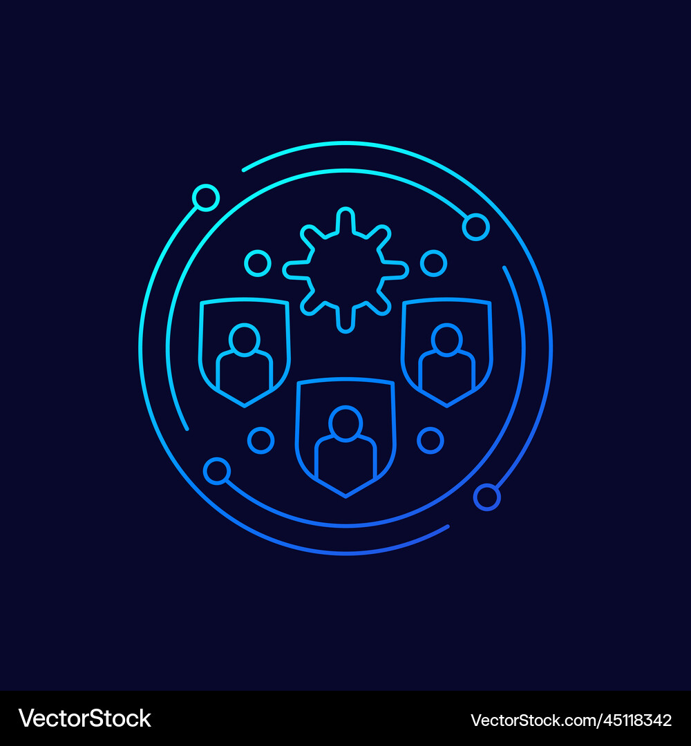 Immune population and herd immunity line icon Vector Image