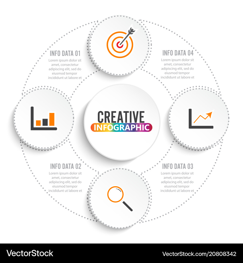 Infographic circle template with 4 steps parts Vector Image