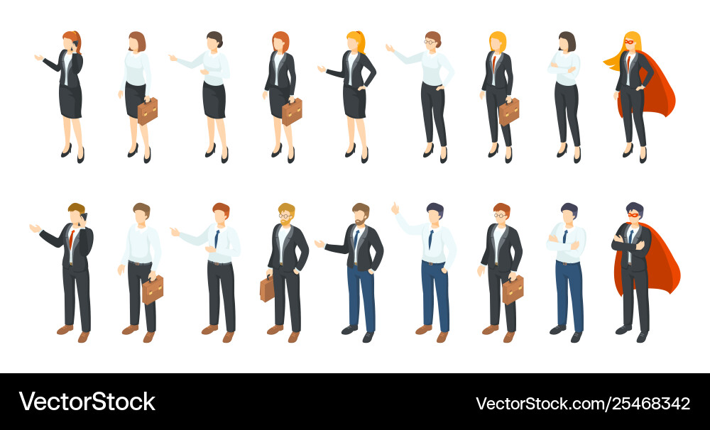 Isometric businessmen office employee 3d Vector Image