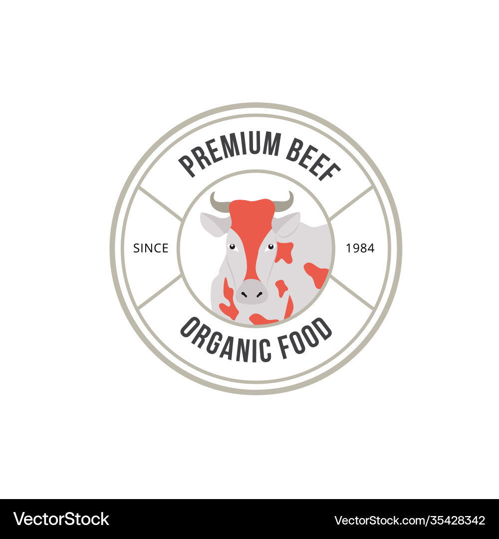 Logo for premium beef from farm with cattle Vector Image