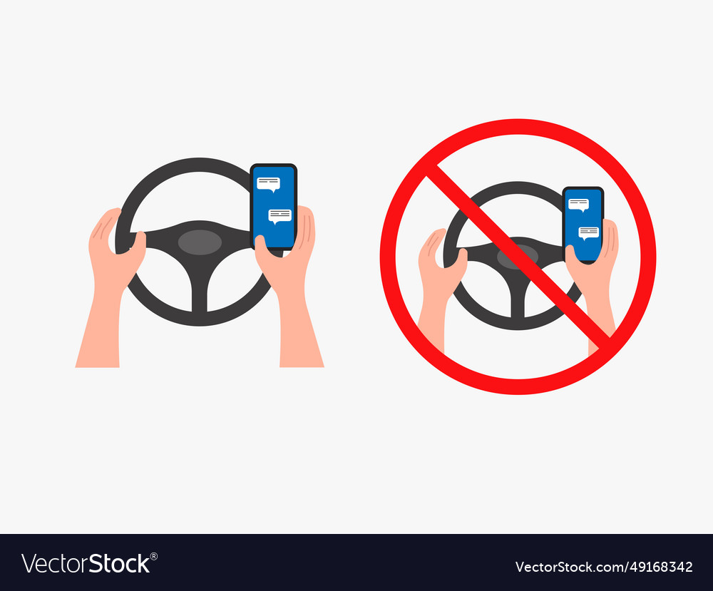 No texting cell phone use while driving sign Vector Image