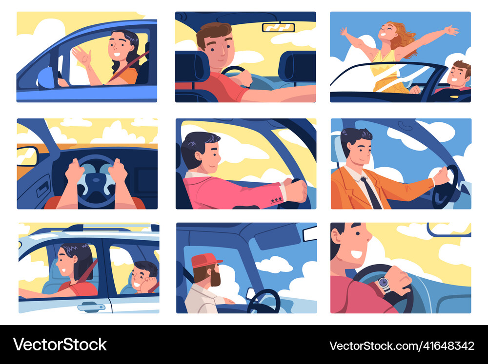 People character driving car sitting on driver Vector Image