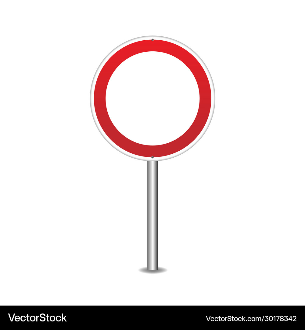 Road sign blank realistic red sign Royalty Free Vector Image
