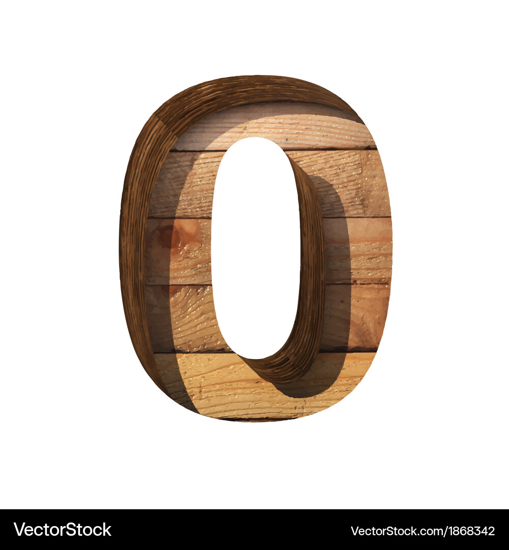 Wooden cutted figure 0 paste to any background Vector Image