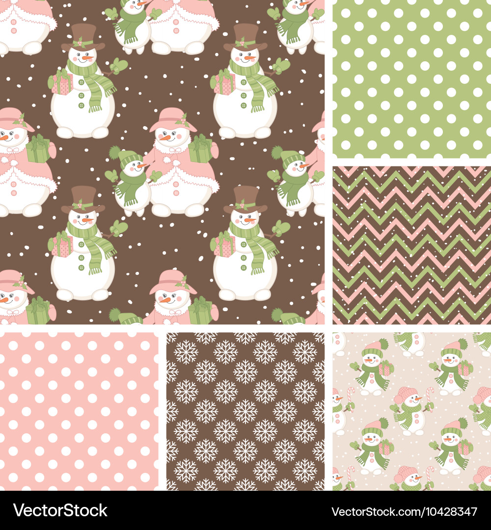 Christmas seamless pattern set Royalty Free Vector Image