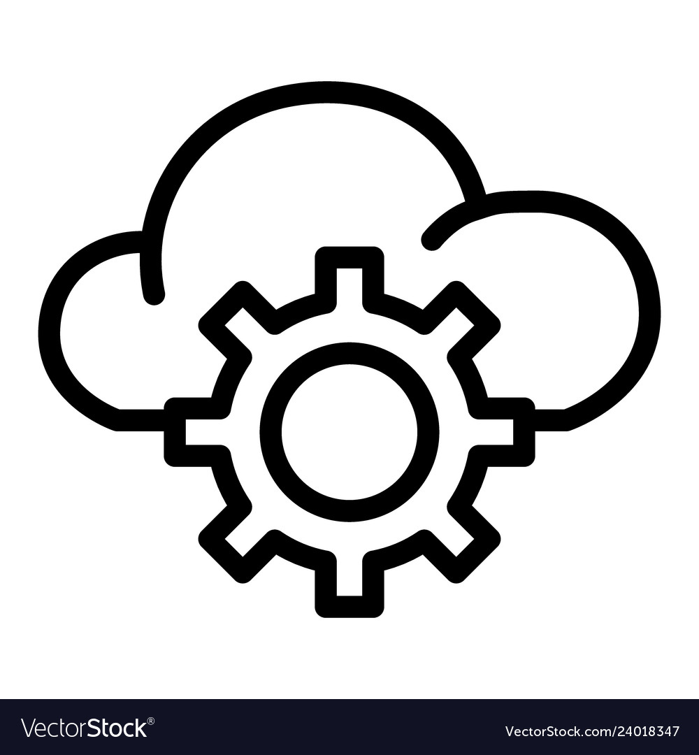 Cloud storage settings line icon with gear Vector Image