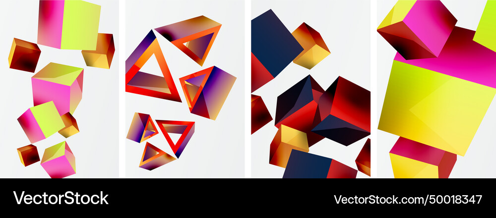 Composition of 3d cubes and other geometric Vector Image