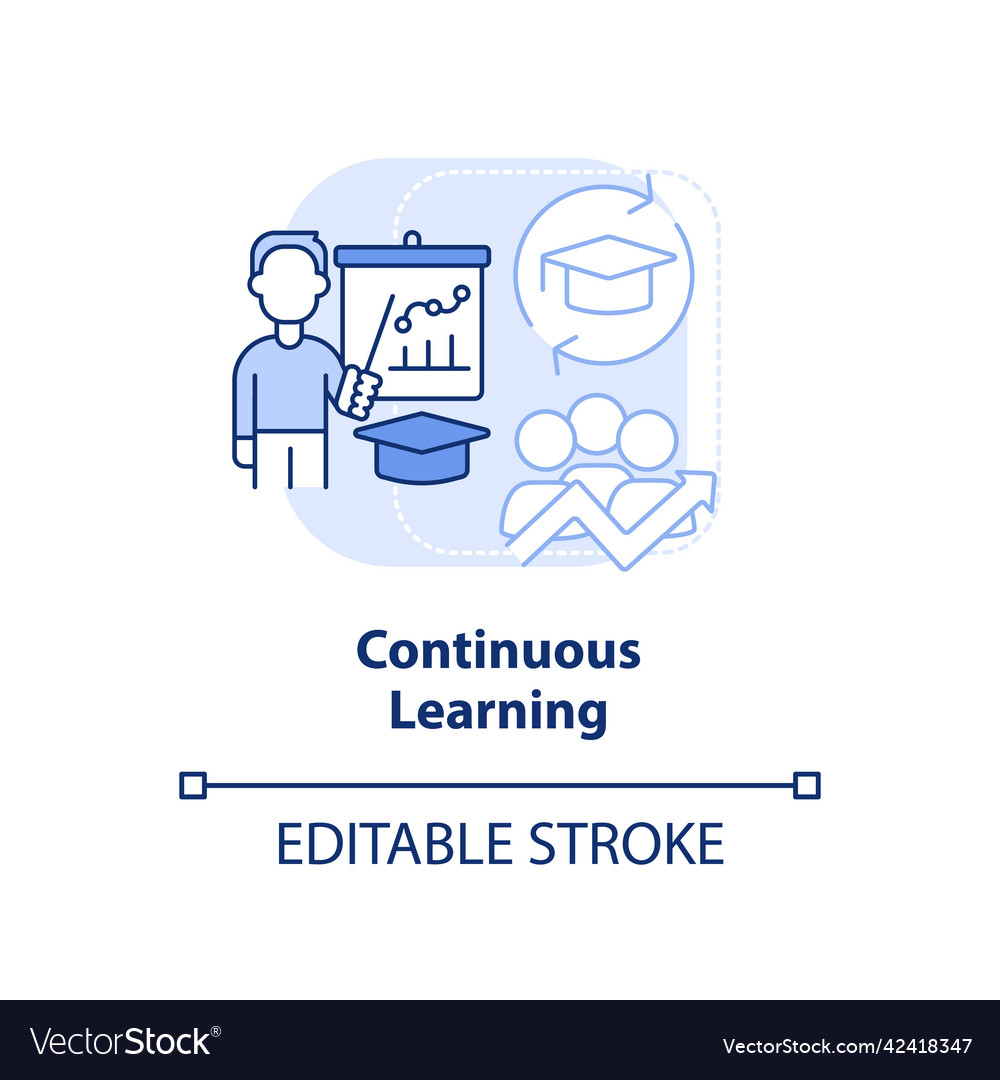 Continuous learning light blue concept icon Vector Image