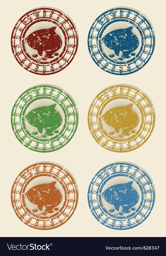 Fish stamp Royalty Free Vector Image - VectorStock