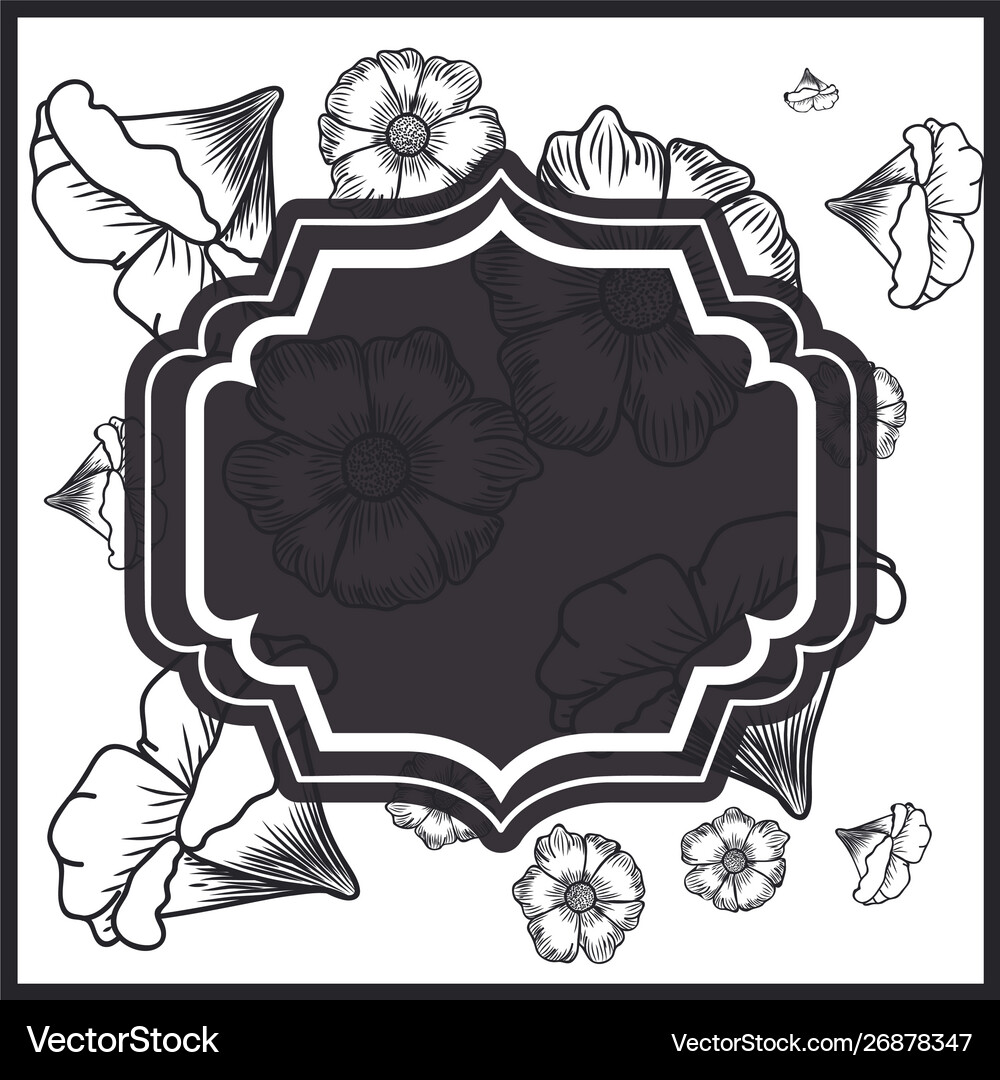 Frame with flowers and leafs isolated icon Vector Image