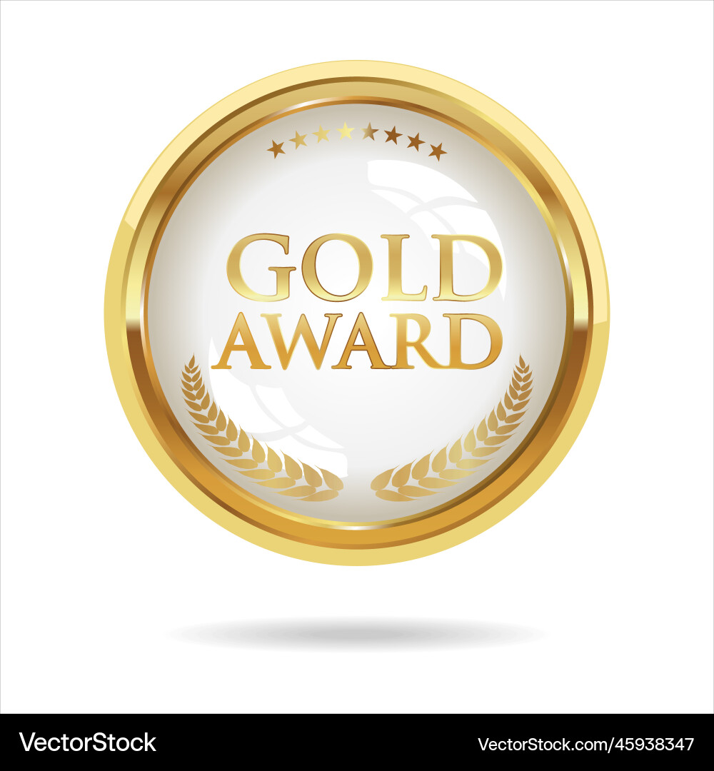 Gold medal award isolated on white Royalty Free Vector Image