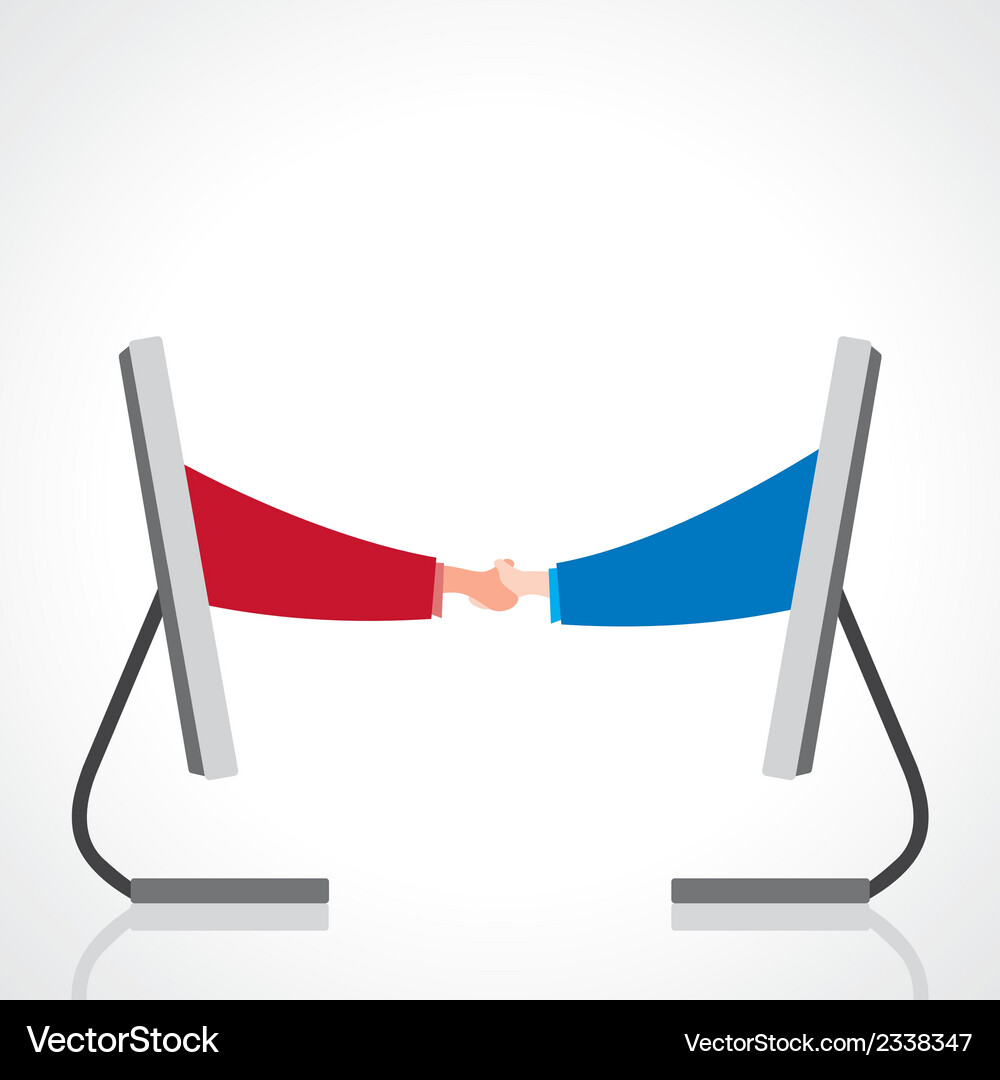 Online deal between businessmen Royalty Free Vector Image