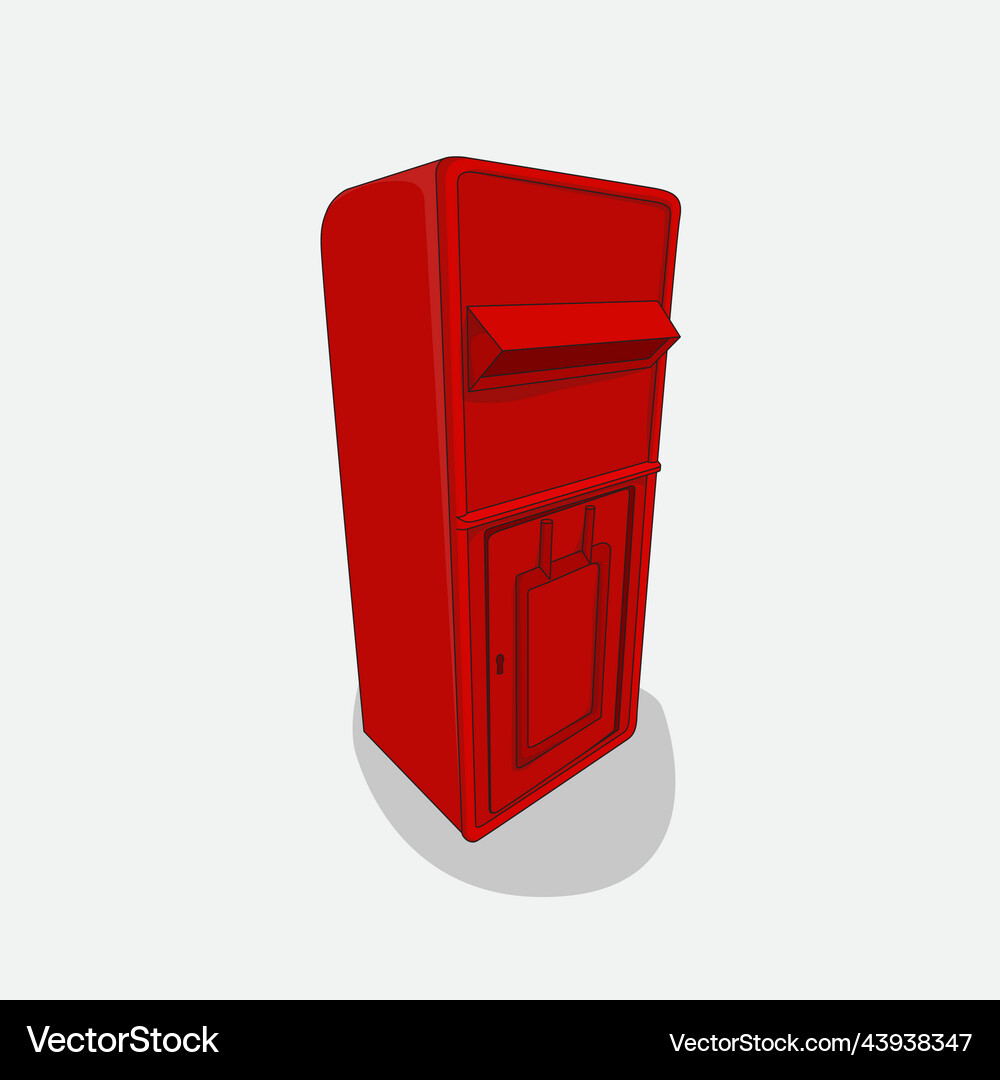 Red post box in cartoon design for post day Vector Image