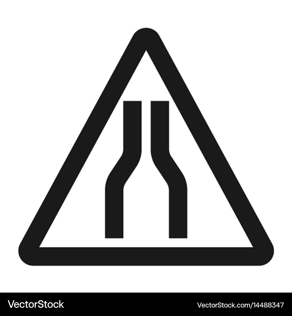 Road narrows ahead sign line icon Royalty Free Vector Image