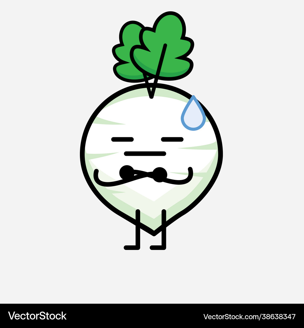 White radish character with cute face and simple Vector Image