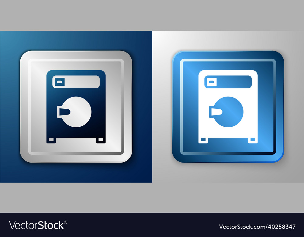White washer icon isolated on blue and grey Vector Image