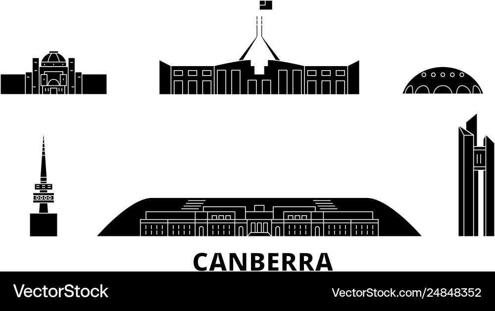 Australia canberra flat travel skyline set Vector Image