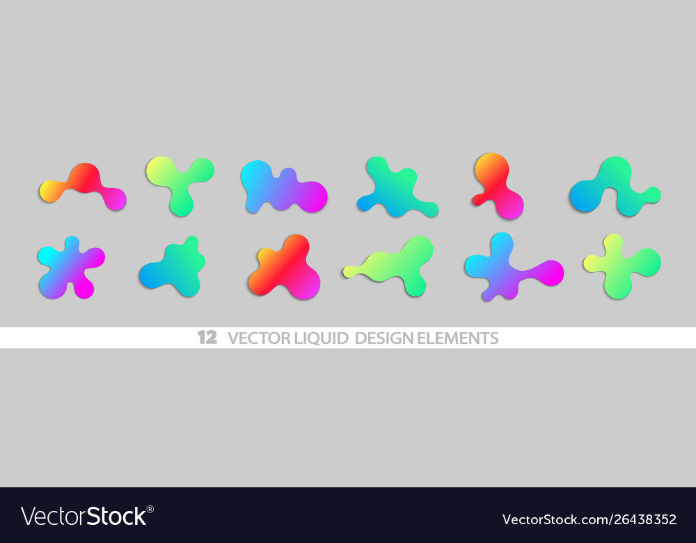 Big set bright liquid design elements Royalty Free Vector