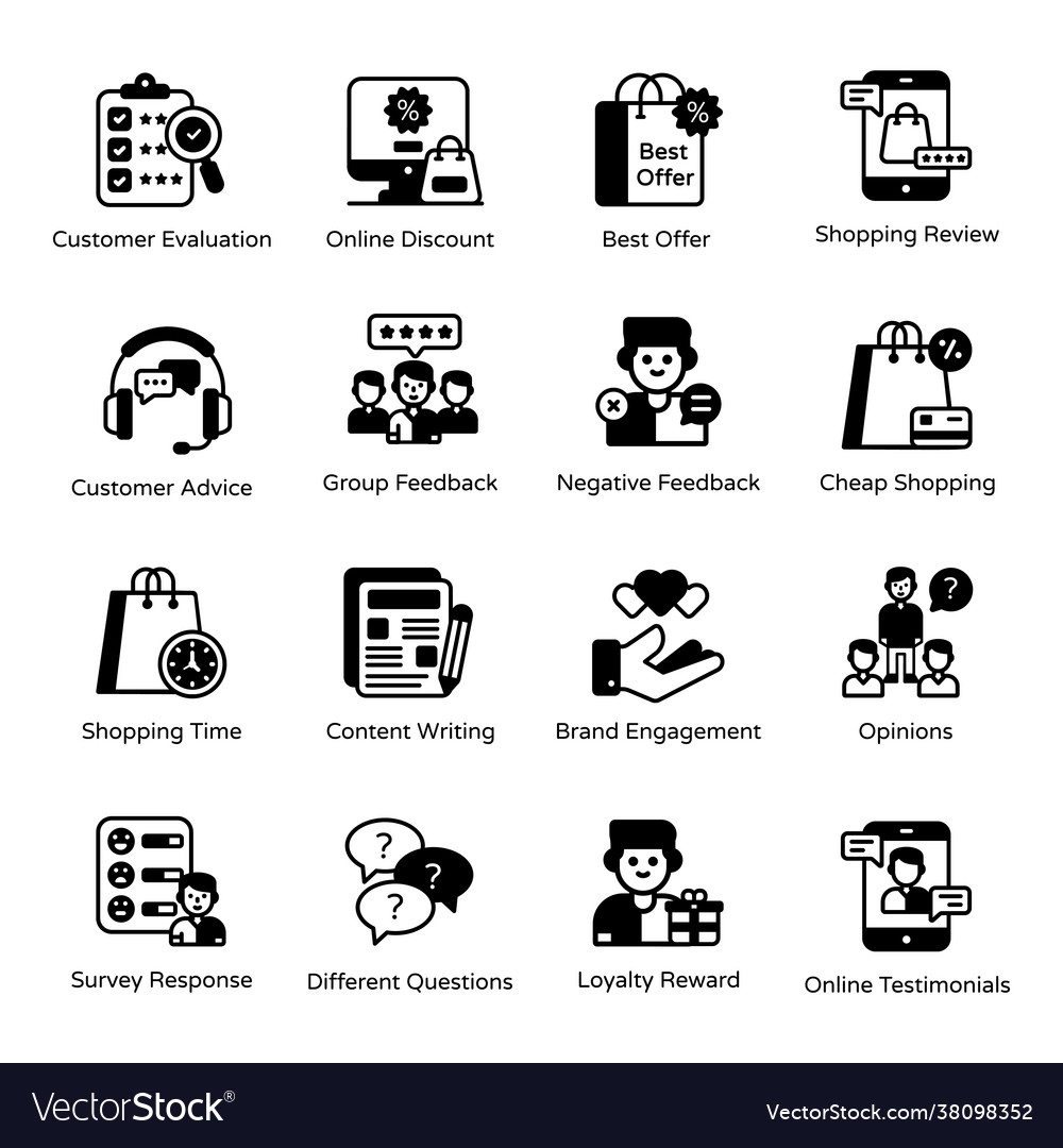 Customer loyalty solid icons pack Royalty Free Vector Image