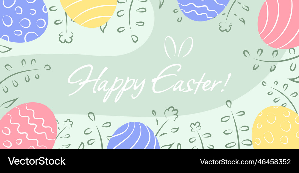 Easter holiday banner with colored and decorated Vector Image