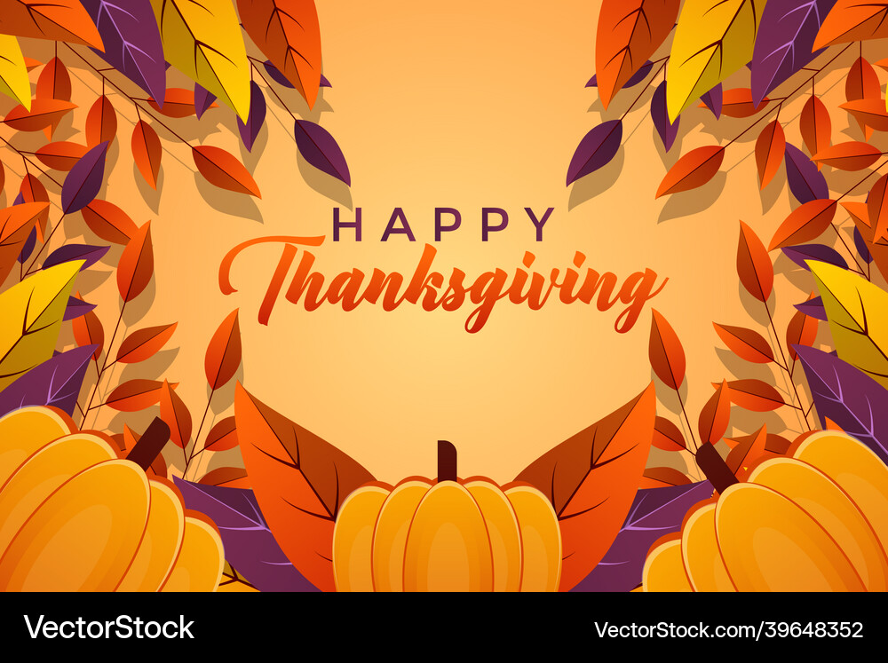 Flat design happy thanksgiving with leaves Vector Image
