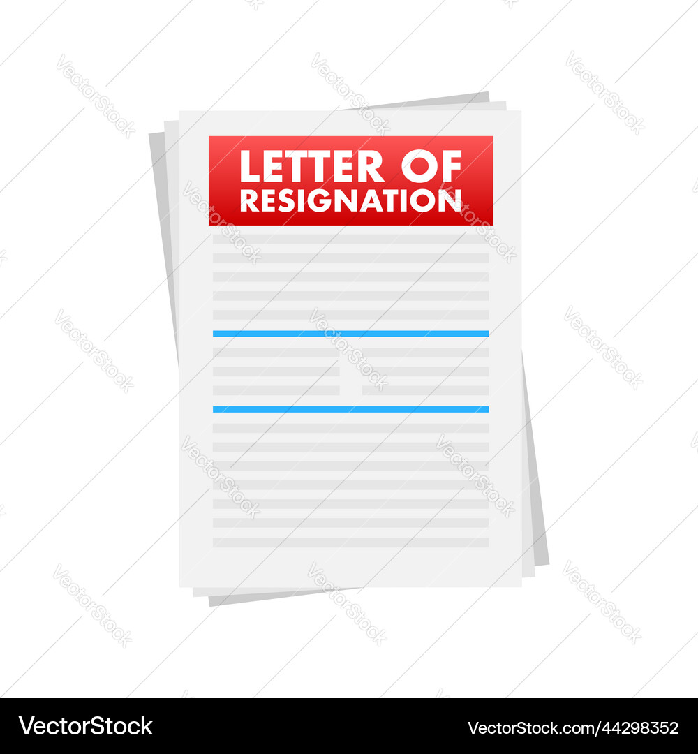 Letter of resignation paper document file Vector Image