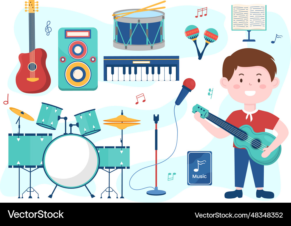 Music elements with various of note and musical Vector Image